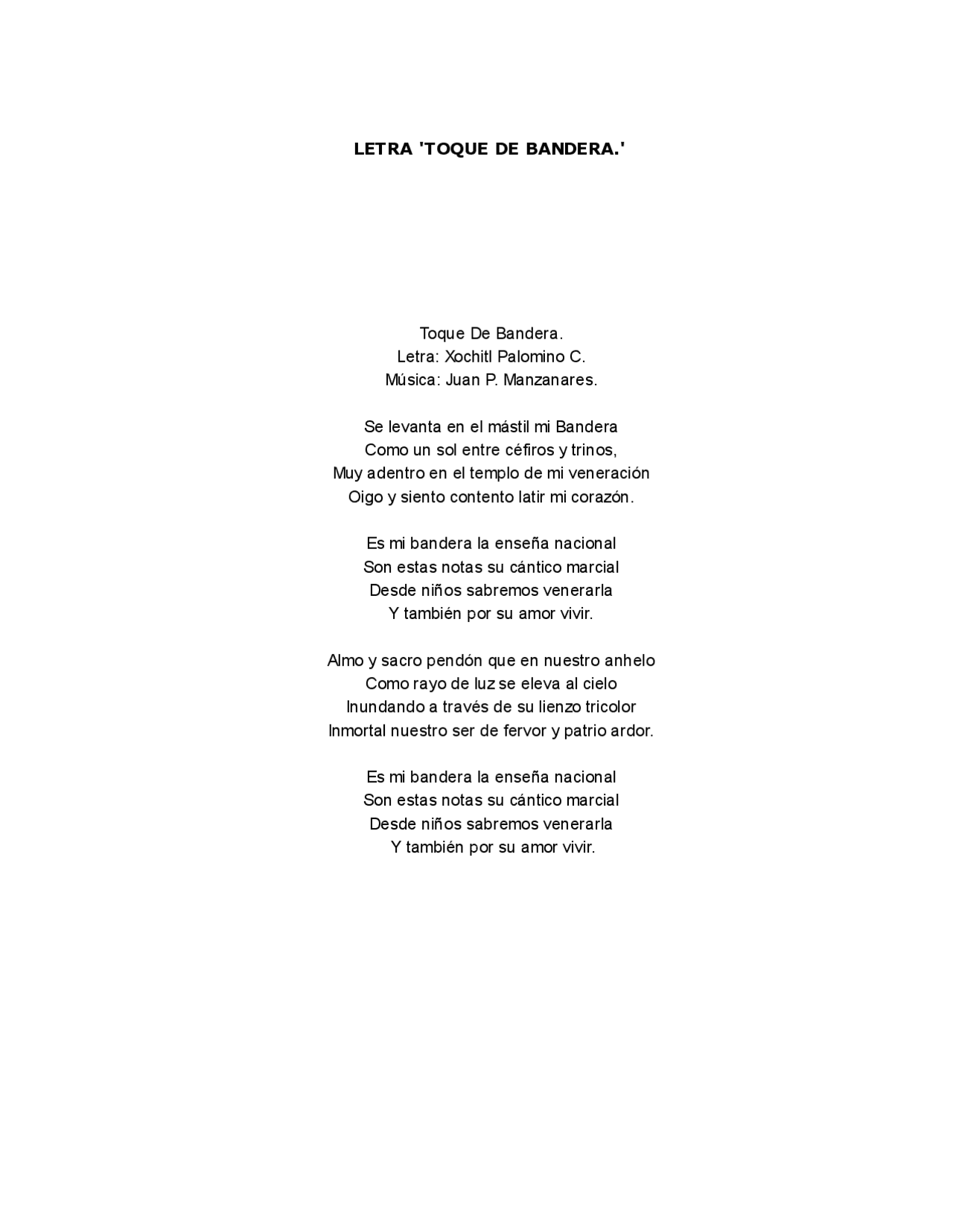 Toque de bandera letra | Apuntes de Historia | Docsity