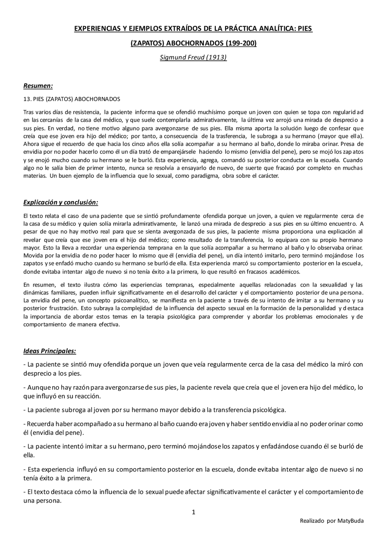 Resumen 'Experiencias y Ejemplos Extraídos de la Práctica Analítica. Pies (Zapatos) Abo ...