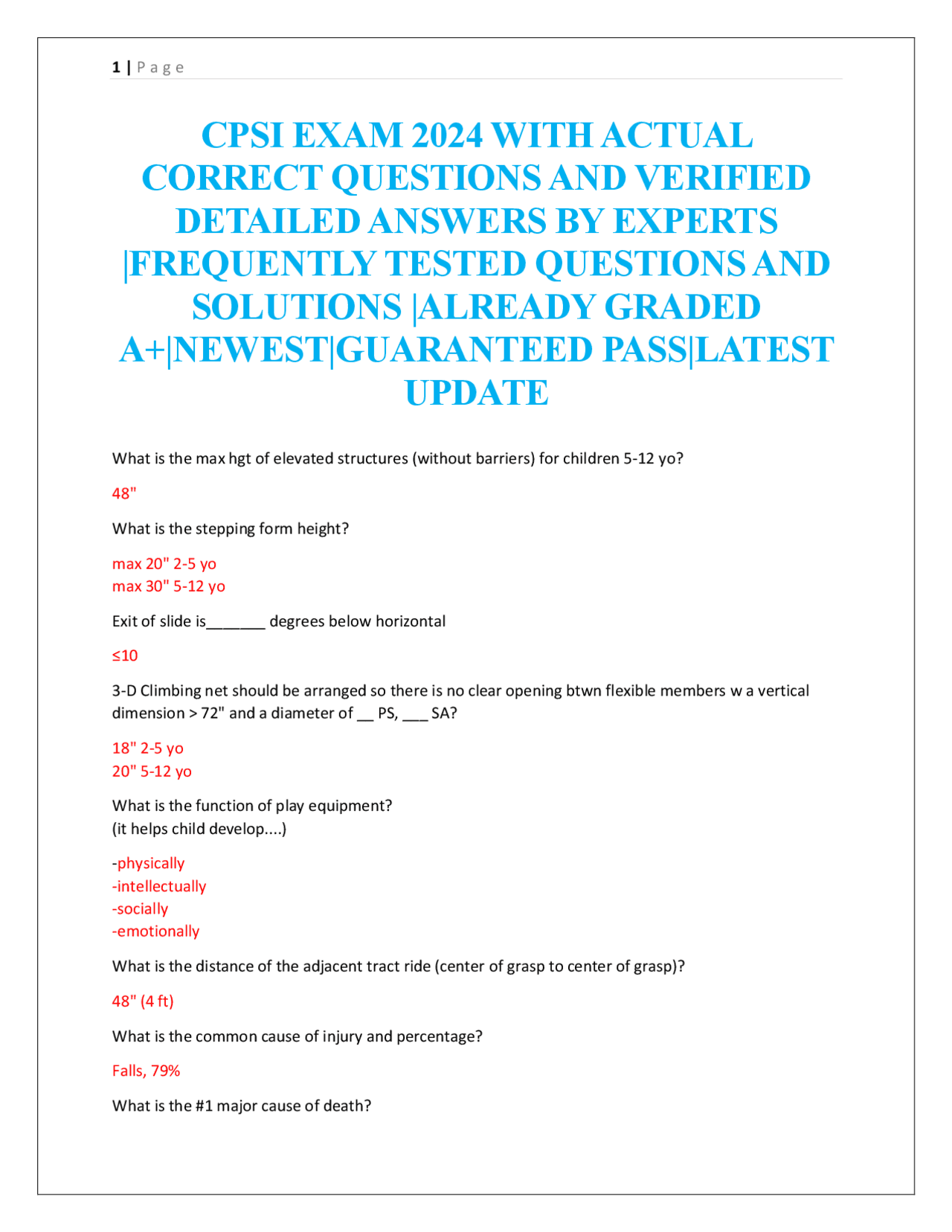 CPSI EXAM 2024 WITH ACTUAL CORRECT QUESTIONS AND VERIFIED DETAILED ...