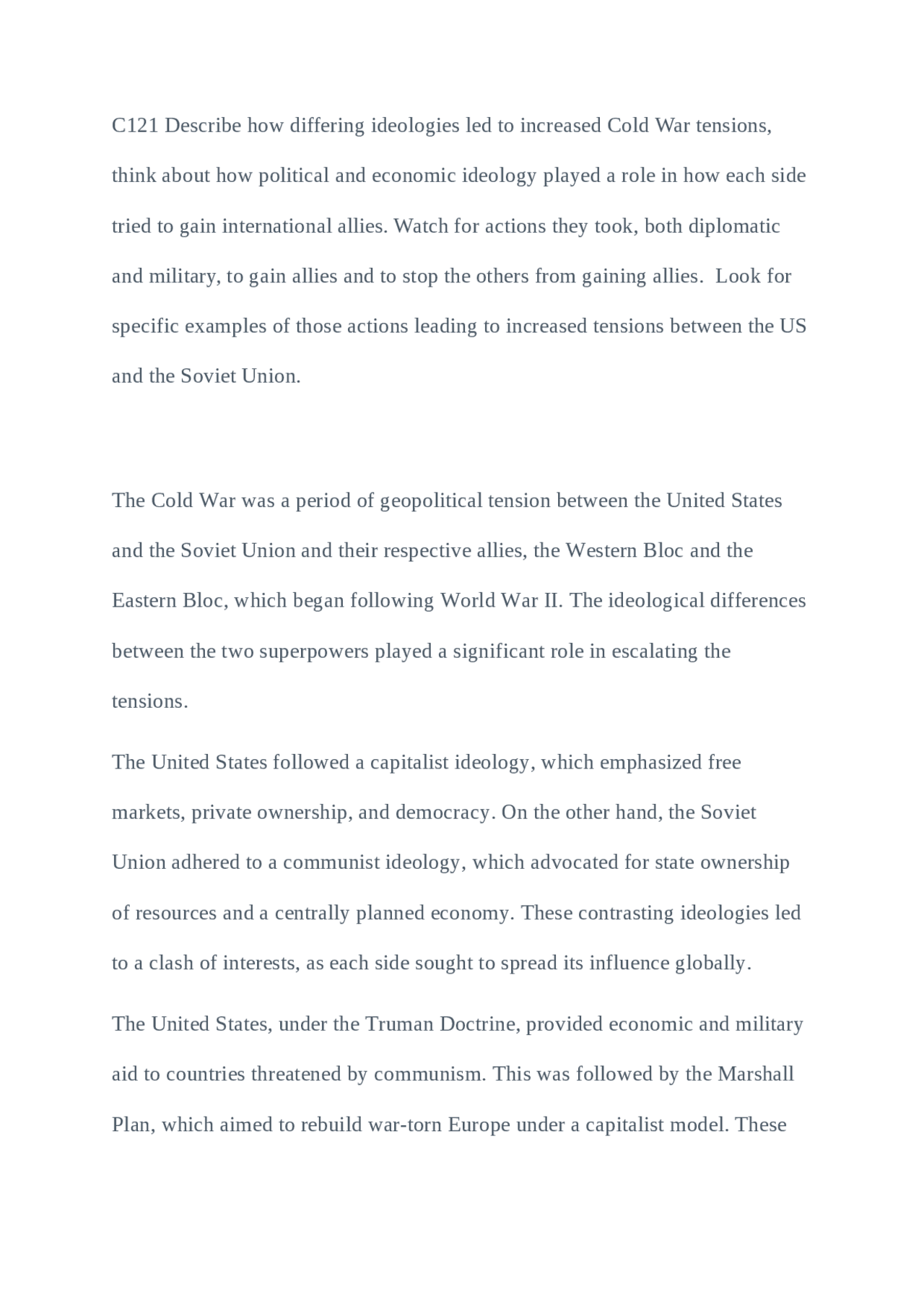 The Role of Ideologies in Escalating Cold War Tensions: A Study of US ...