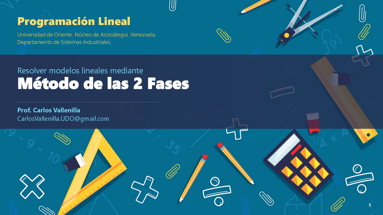 Método de las 2 Fases | Diapositivas de Programación Lineal | Docsity
