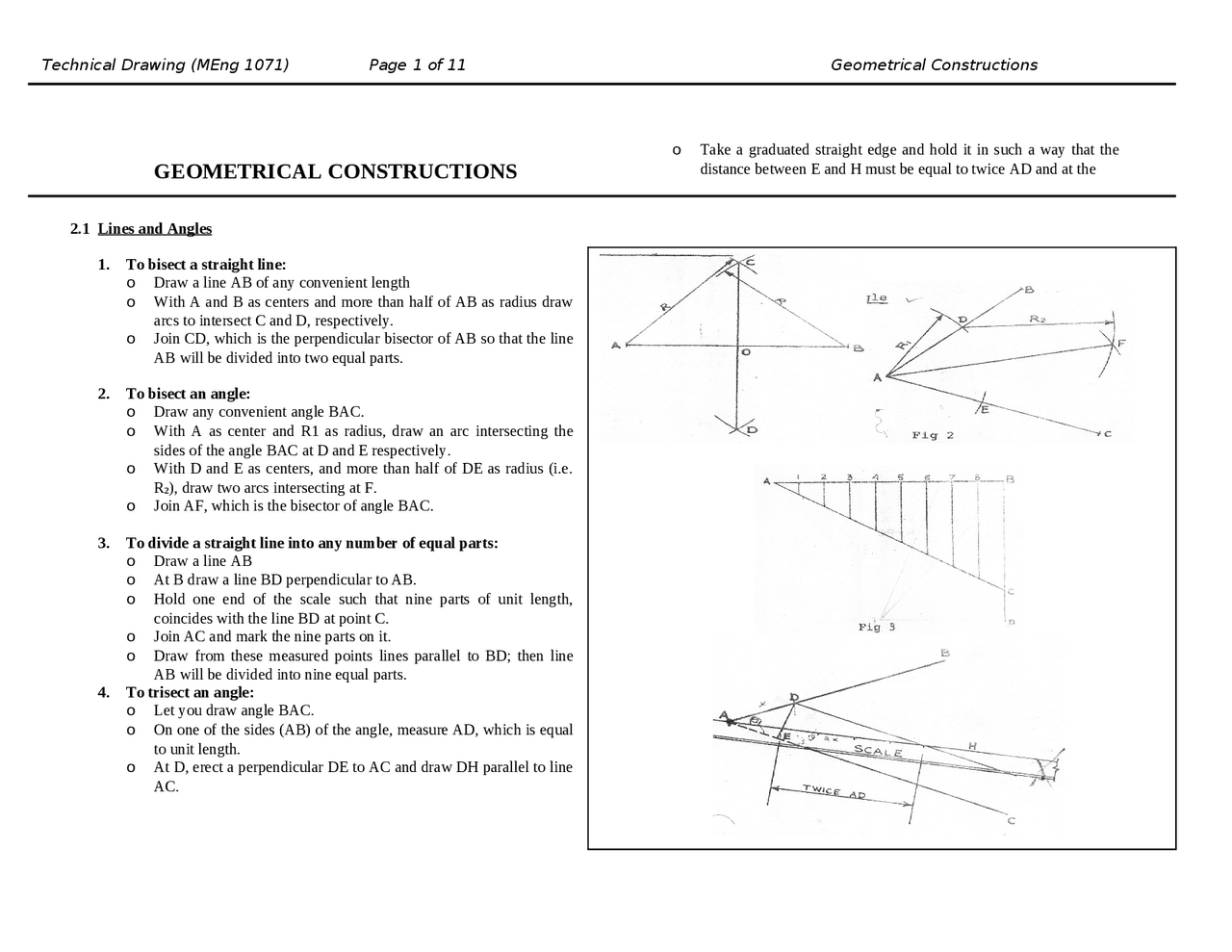 Geometrical Constructions in Technical Drawing | Lecture notes ...