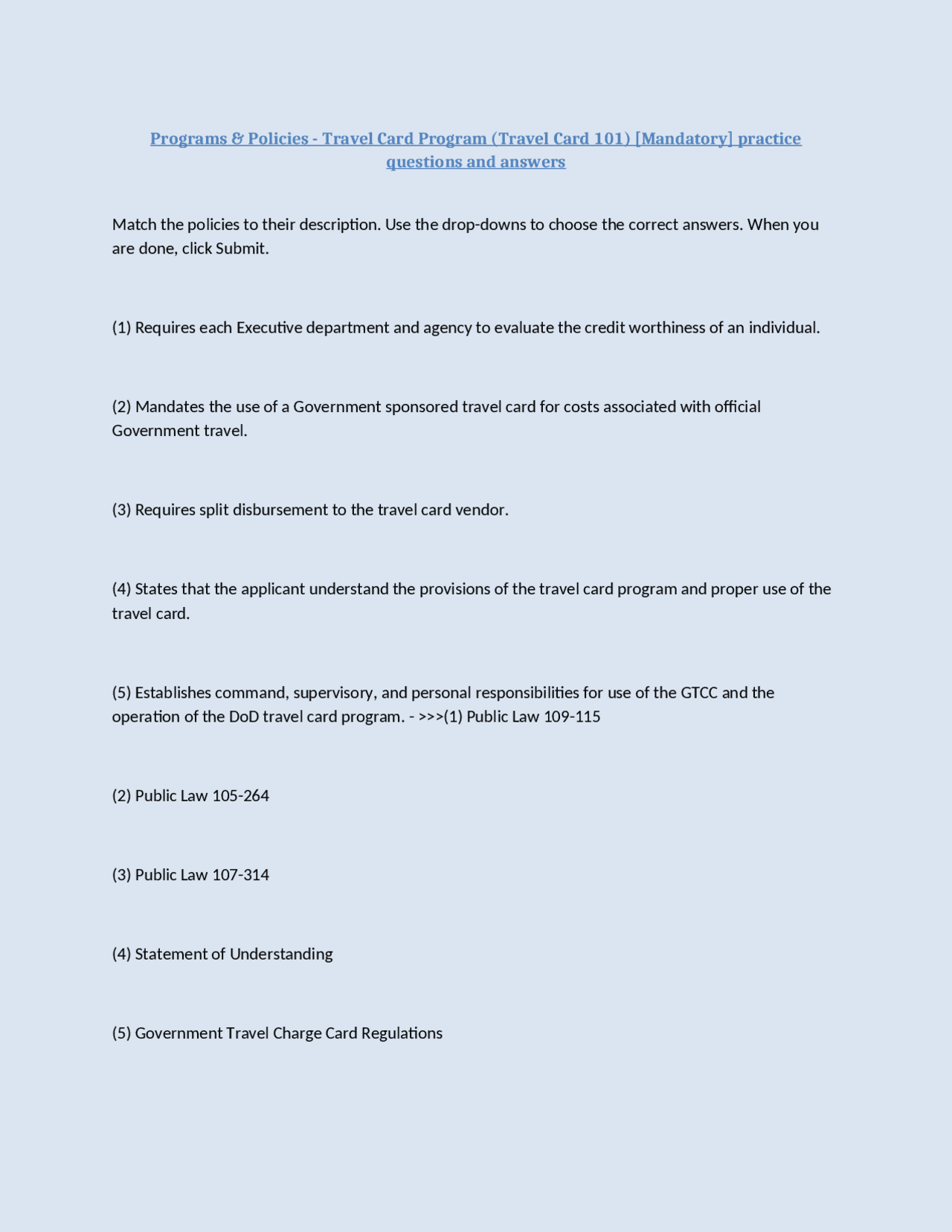 Travel Card Program: Policies and Procedures | Exams Cardiology | Docsity