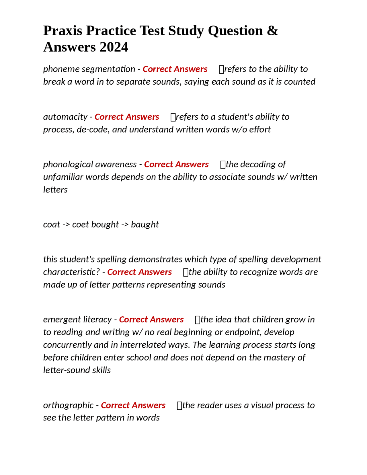 Praxis Practice Test Study Question & Answers 2024 | Exams Nursing ...
