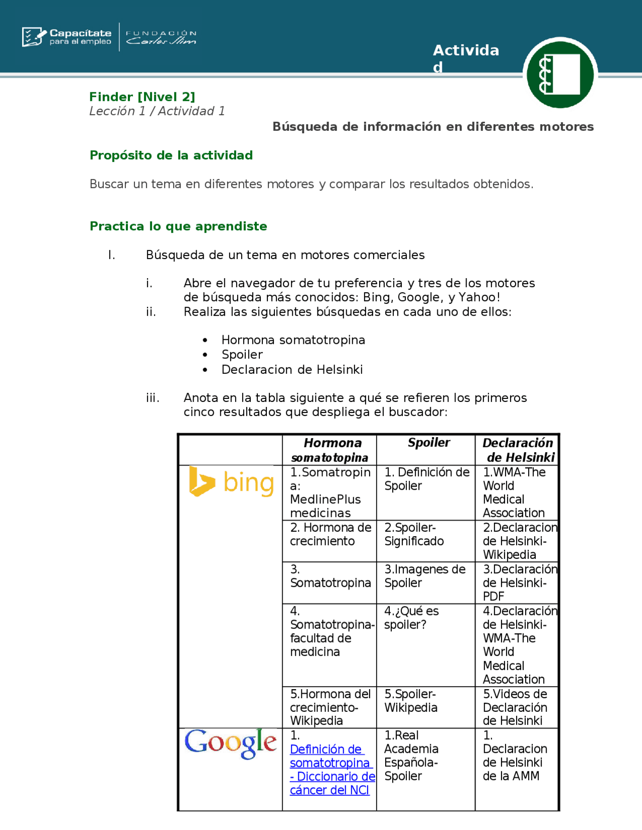 FINDER Nivel2 Lección1 | Ejercicios de Informática | Docsity