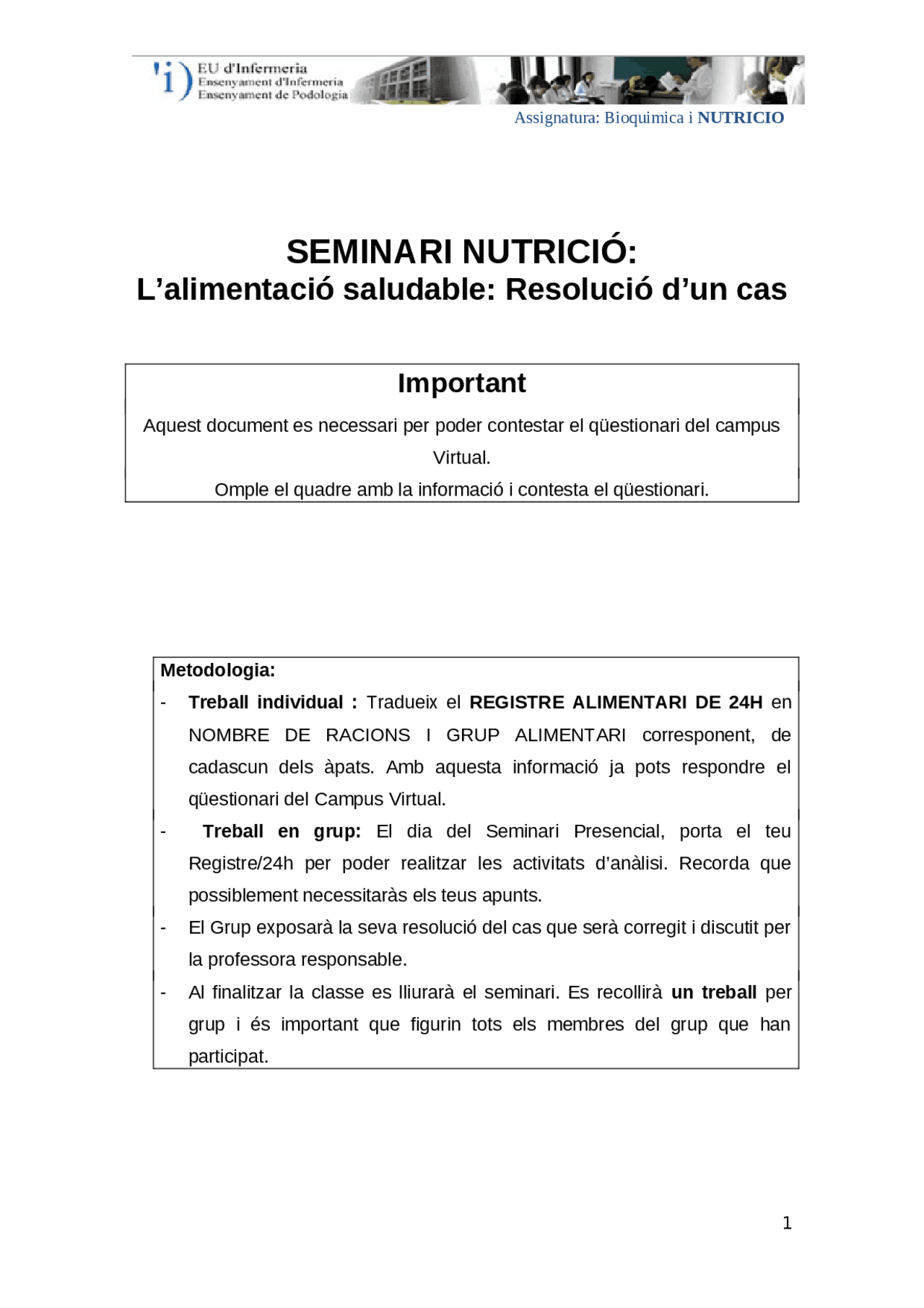 Nutrición - Recordatorio 24h | Ejercicios de Nutrición | Docsity