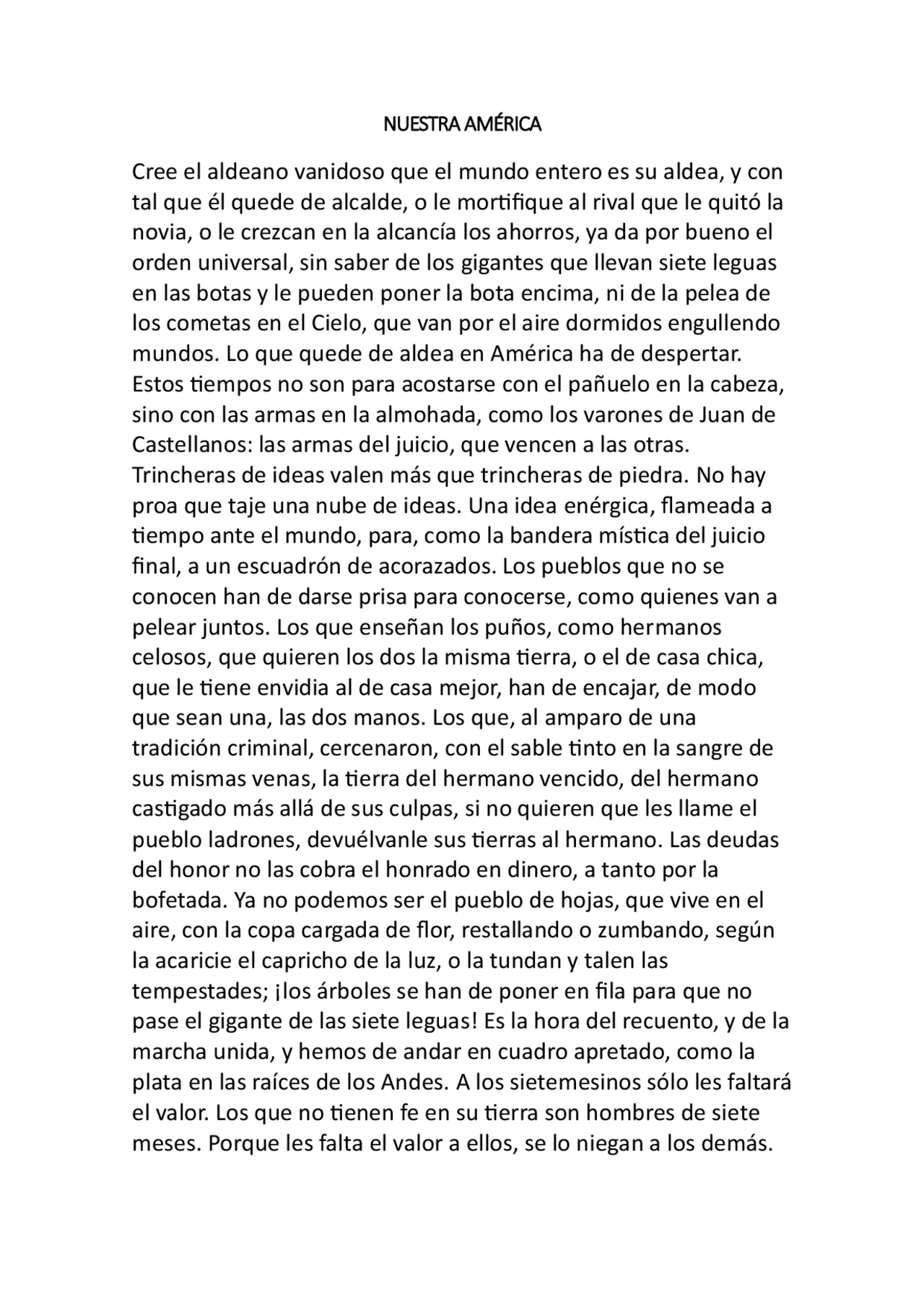 Nuestra América de José Marti | Guías, Proyectos, Investigaciones de ...