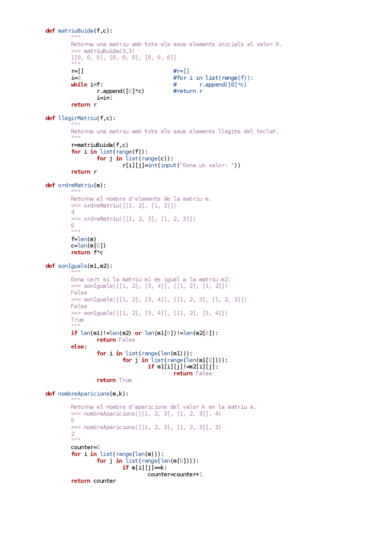 Como crear operadores de matrices PYTHON | Resúmenes de Informática | Docsity