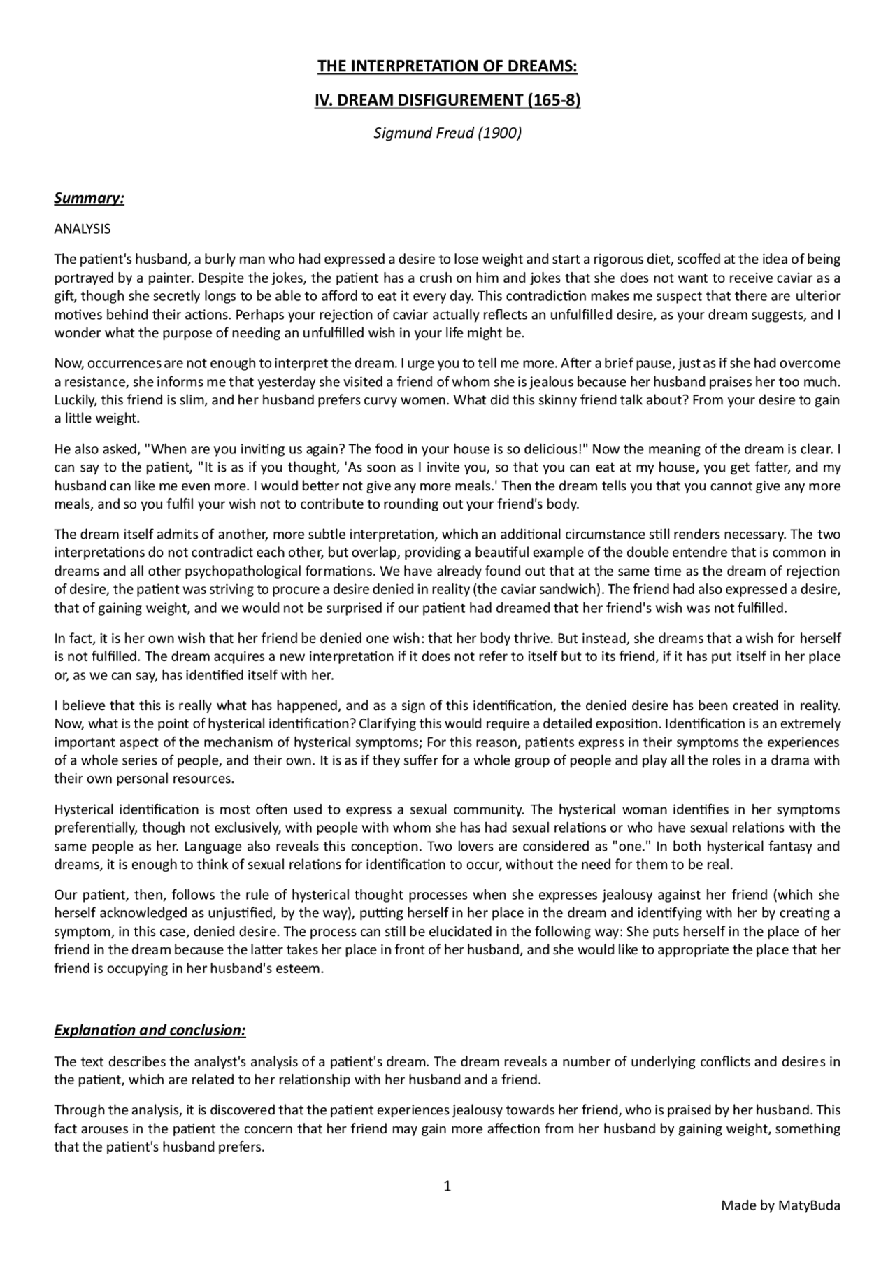 Summary 'The Interpretation of Dreams. IV. Dream Distortion' by Freud ...