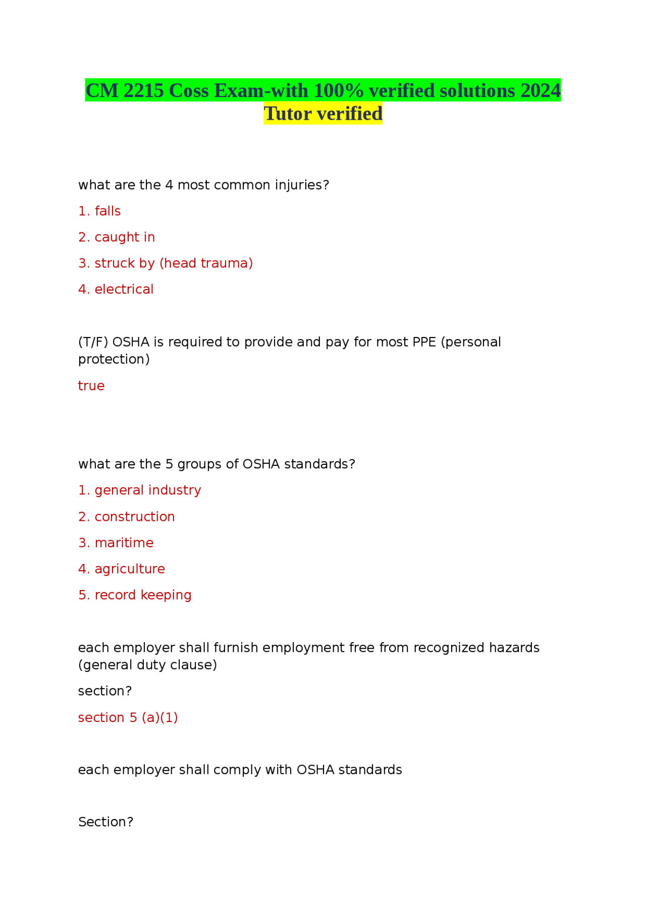 CM 2215 Coss Exam-with 100% verified solutions 2024.docx | Exams ...