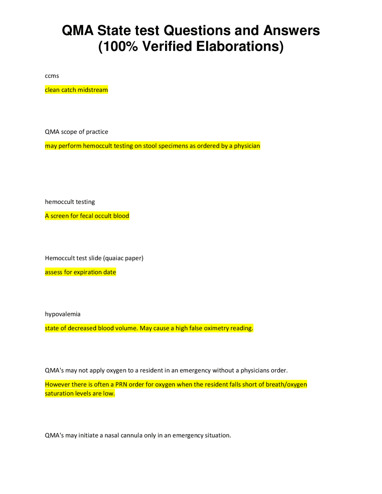 QMA State test Questions and Answers (100% Verified Elaborations ...