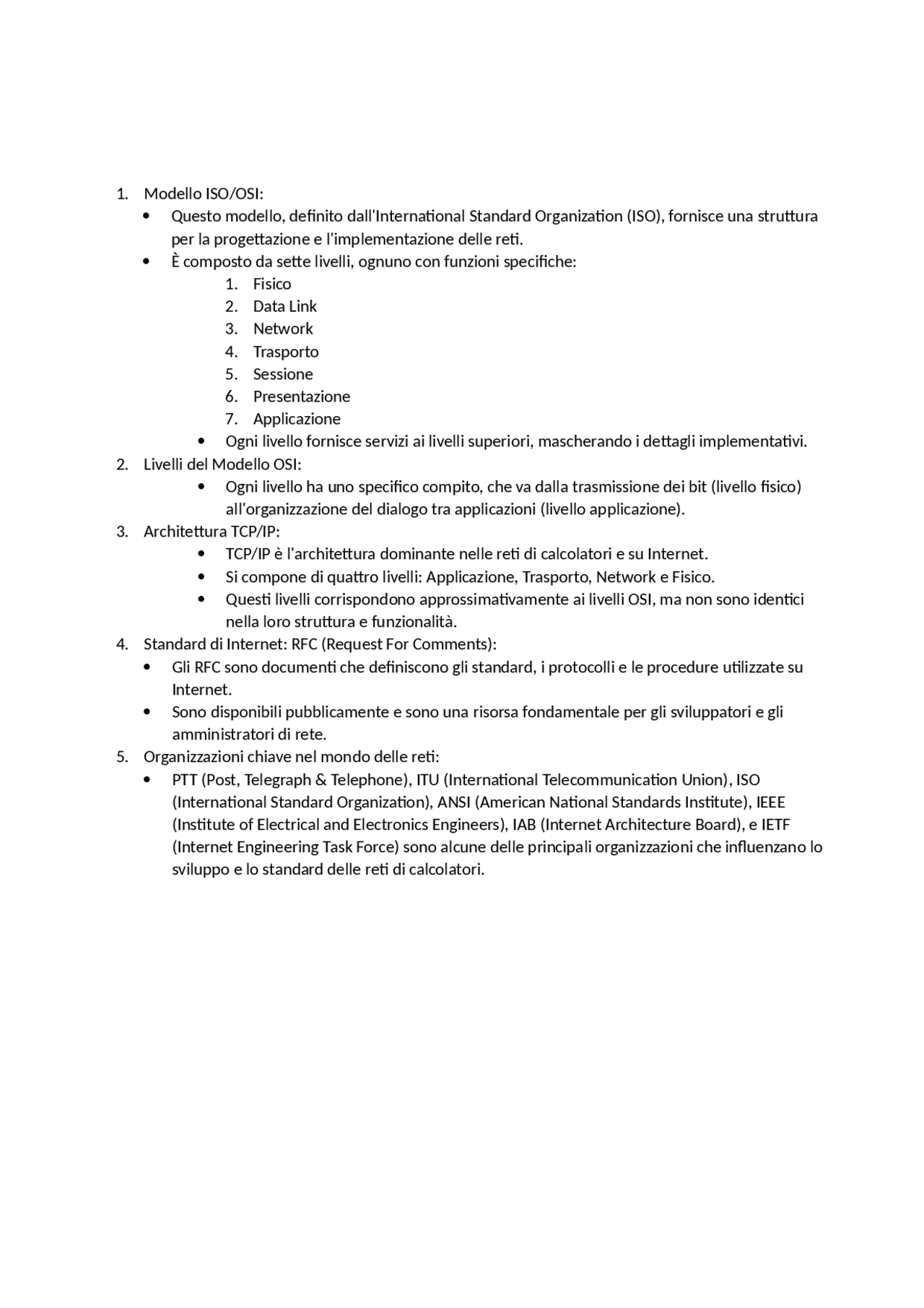 Modelli ISO/OSI e Architettura TCP/IP: Standard di Internet e Organizzazioni Chiave | Summaries ...