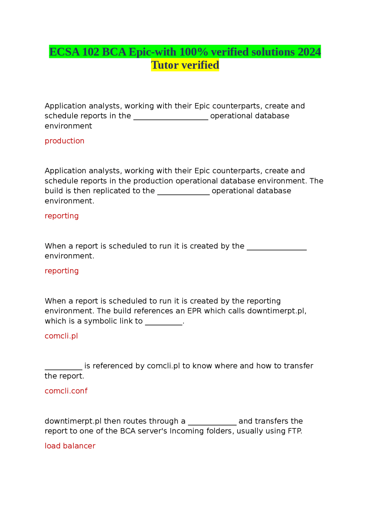 ECSA 102 BCA Epic-with 100% verified solutions 2024.docx | Exams ...