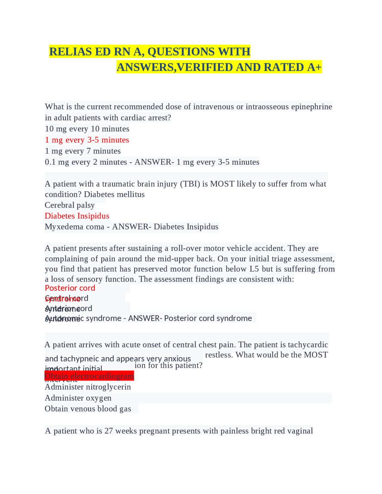 Emergency Medicine: Triage Assessment and Treatment Guidelines | Exams ...