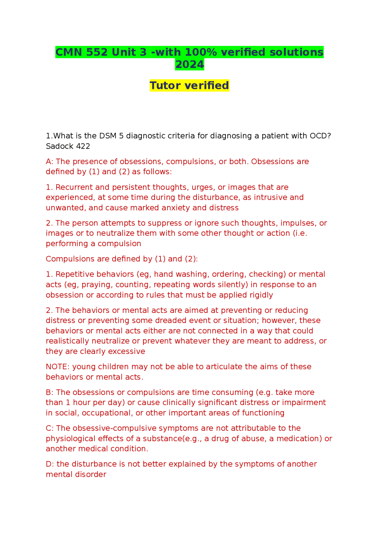 CMN 552 Unit 3 -with 100% verified solutions 2024 .docx | Exams ...