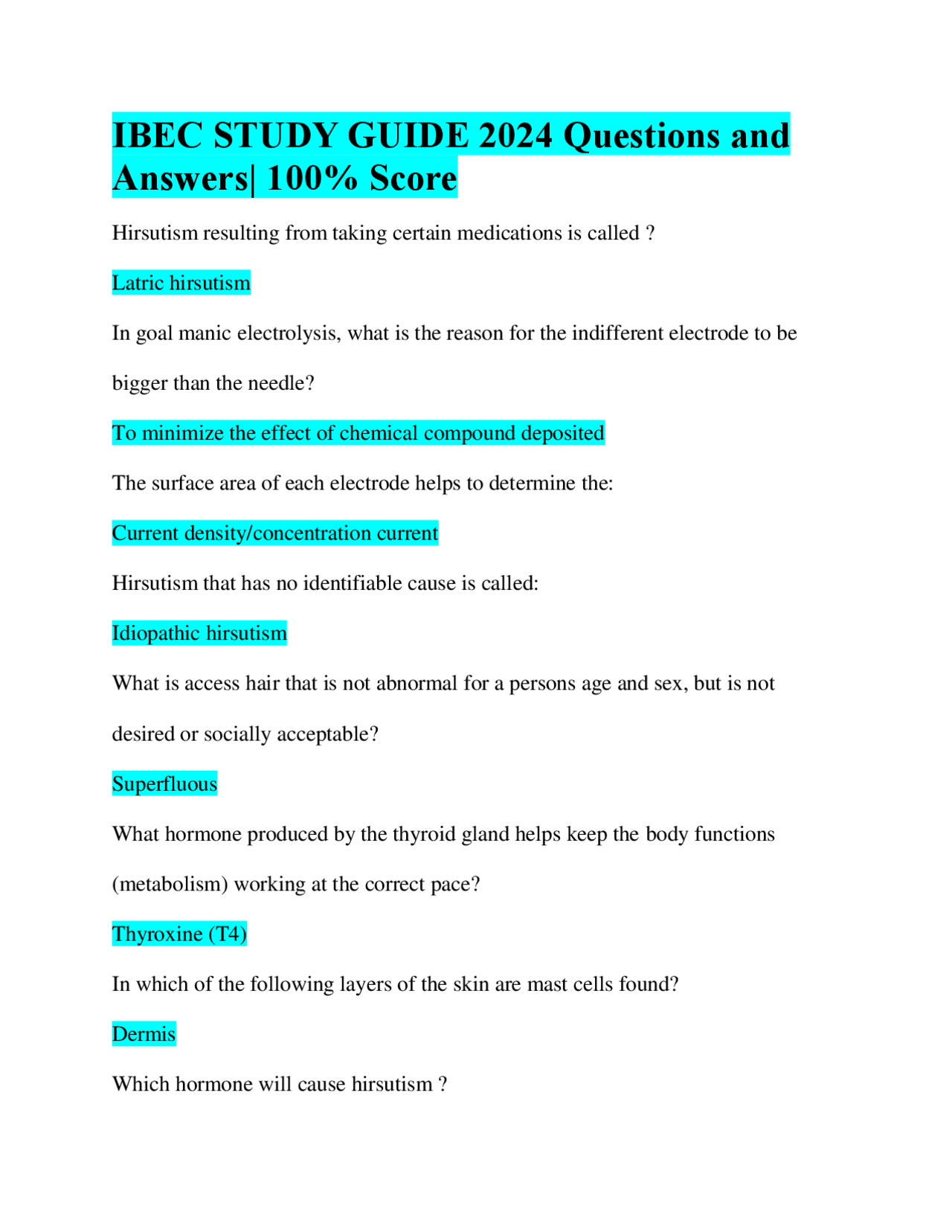 IBEC STUDY GUIDE 2024 Questions and Answers| 100% Score | Exams Electronics | Docsity