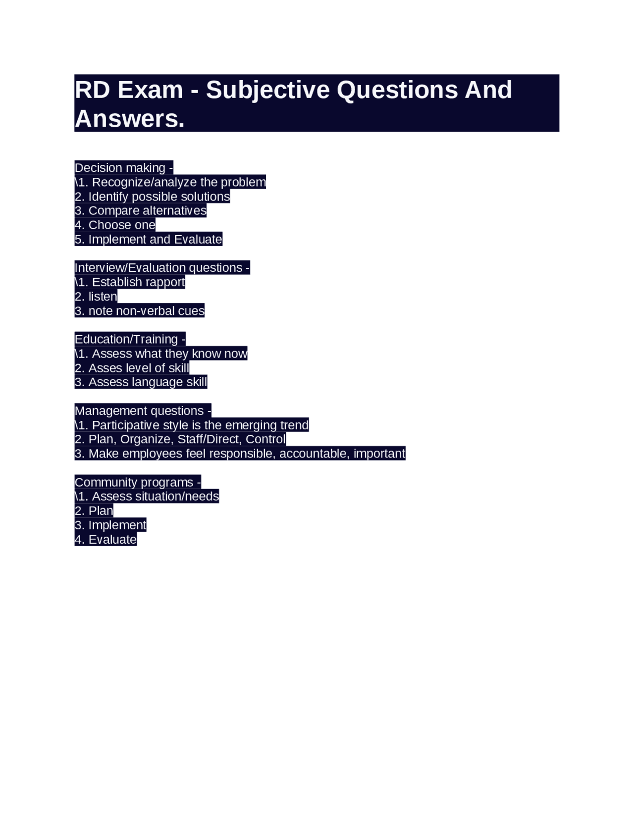 Guide: Decision Making, Interview Techniques, Education Assessment, and ...