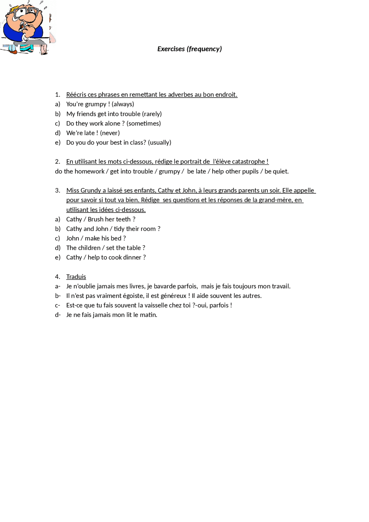 exercice pour le lycée , classe de seconde | Exercices Droit | Docsity