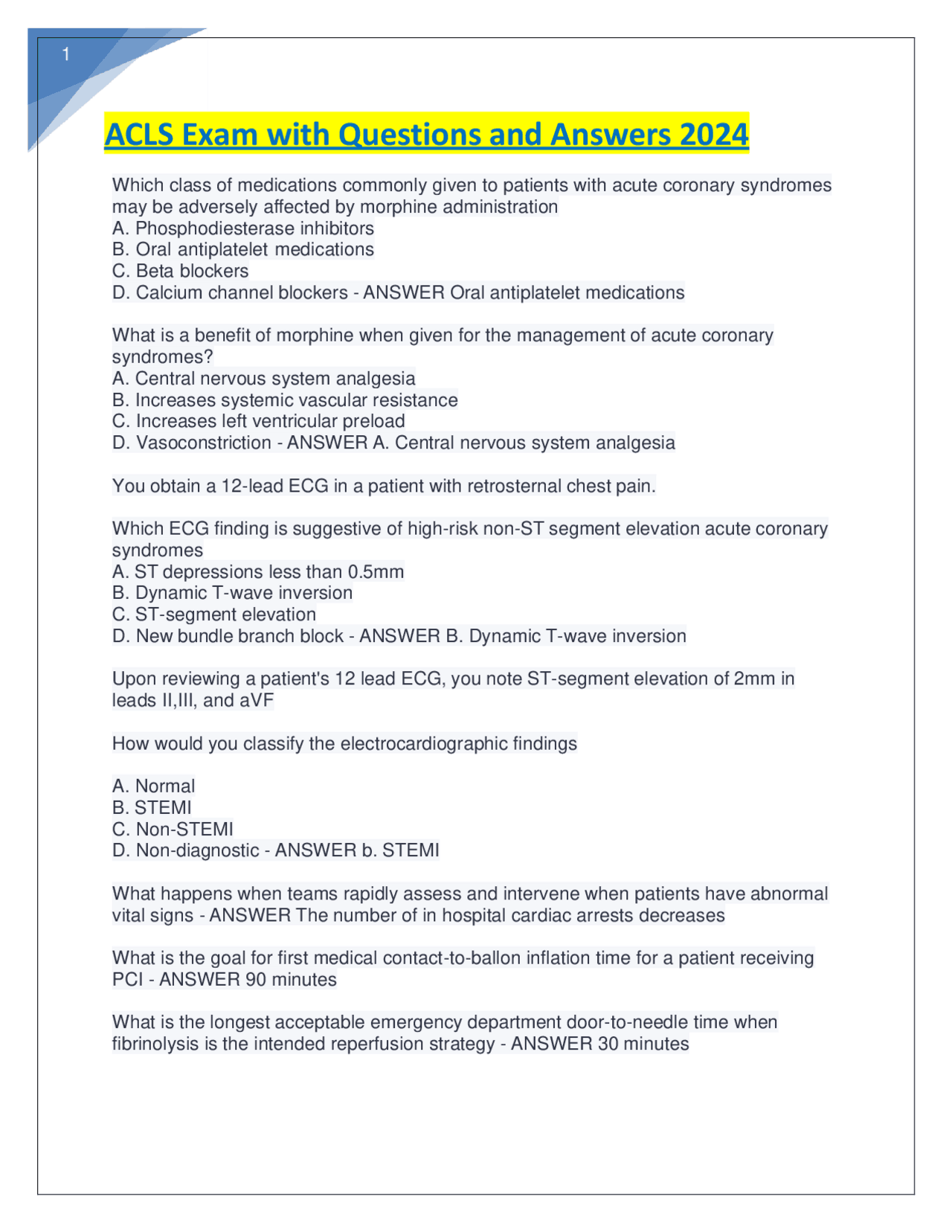 Emergency Management of STEMI and Stroke: A Case Study | Exams Nursing ...