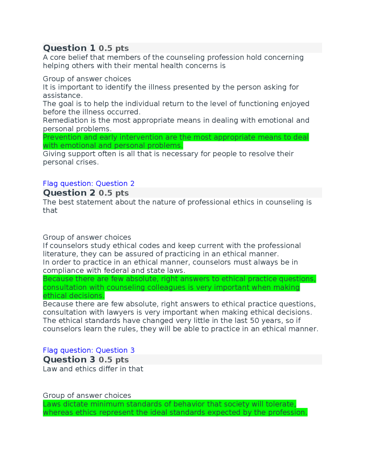 COUN 6100 Week 10 final exam ethics SPRING 2024 | Exams Psychology ...