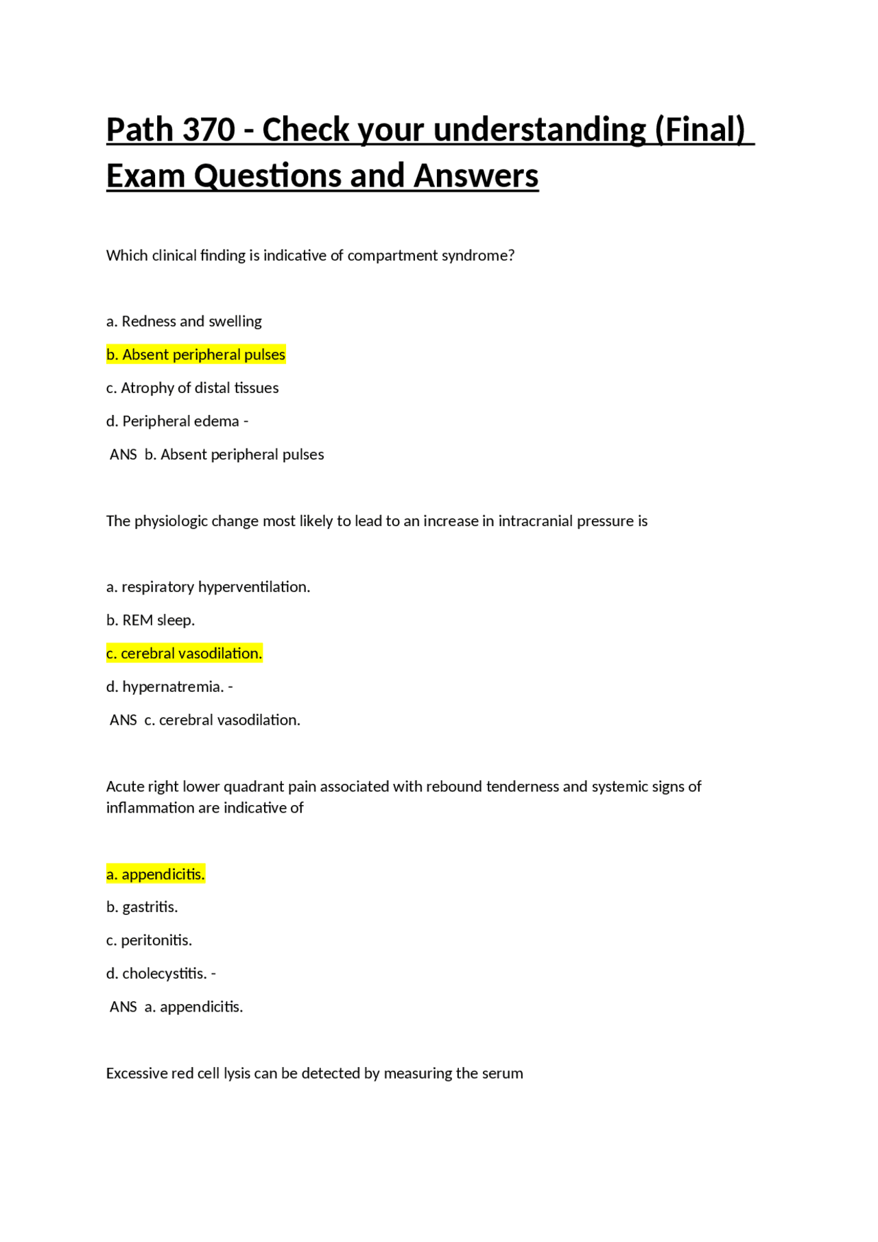 Path 370 - Check your Understanding (Final) Exam Questions and Answers ...