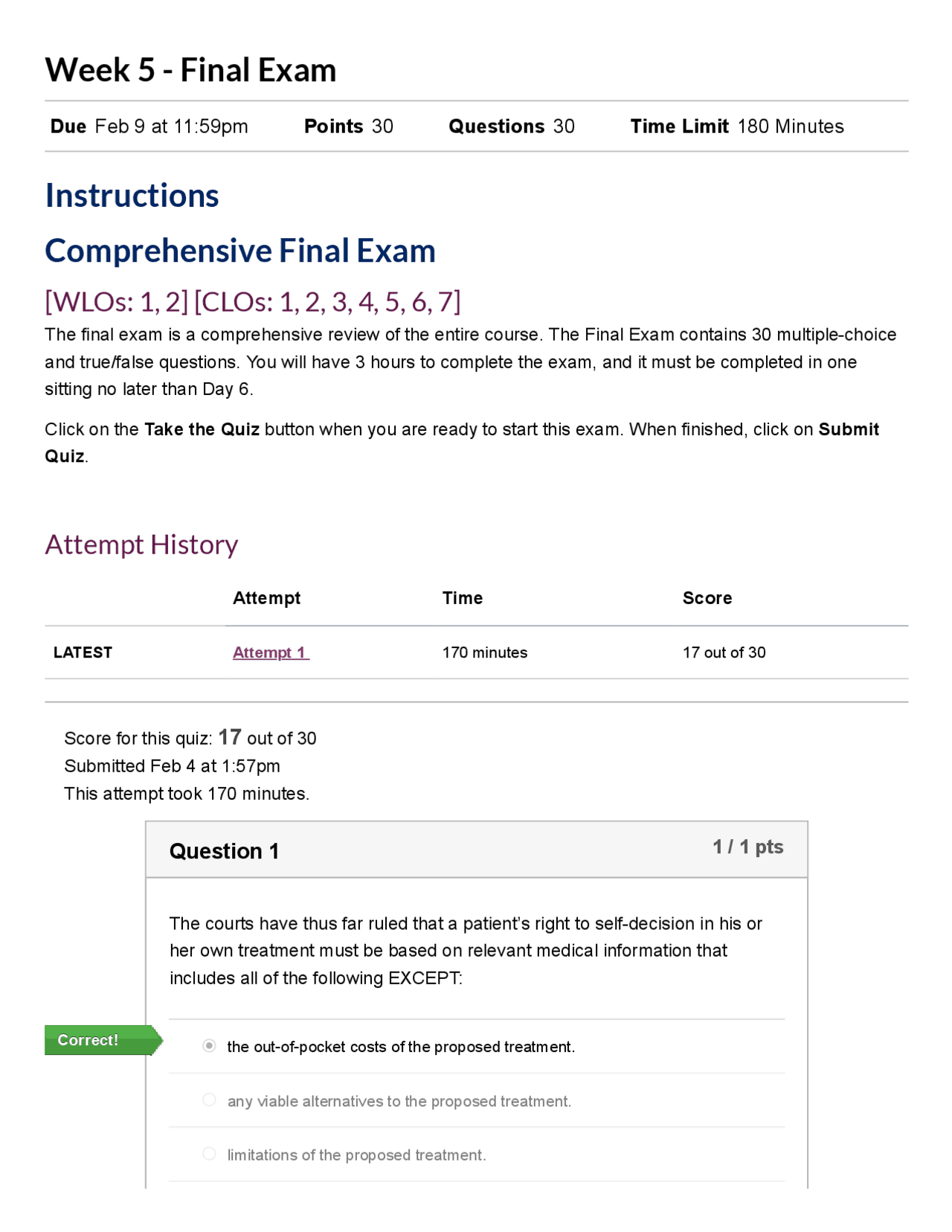 Week 5 - Final Exam Study Guide for Healthcare Ethics | Exams Nursing | Docsity