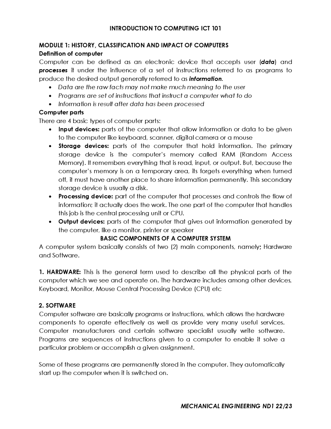 Introduction To Computer System Schemes And Mind Maps Computer Science Docsity
