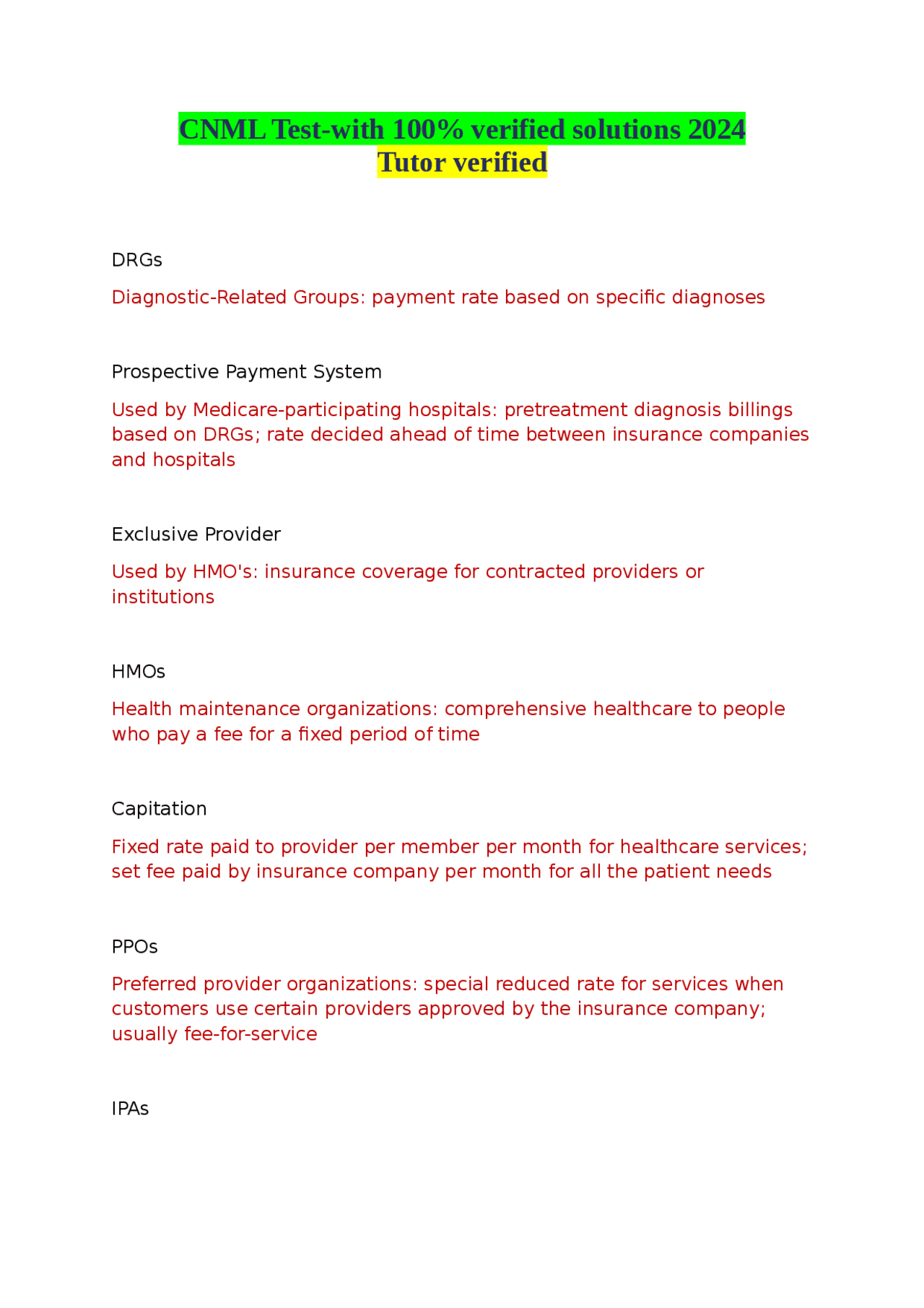 CNML Test-with 100% verified solutions 2024.docx | Exams Advanced ...