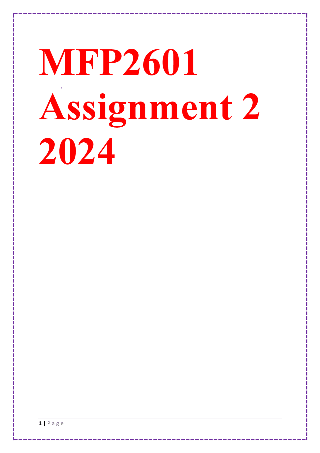 MFP2601 Assignment 2 2024 | Assignments Advanced Education | Docsity