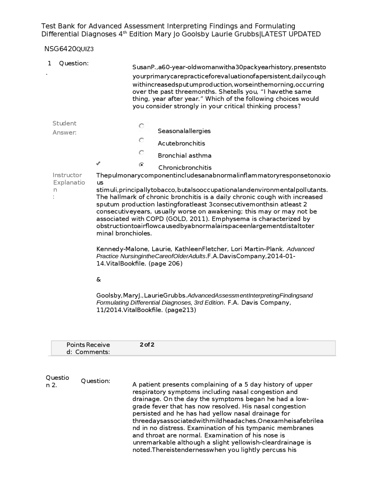Advanced Assessment Test Bank: Interpreting Findings & Formulating ...