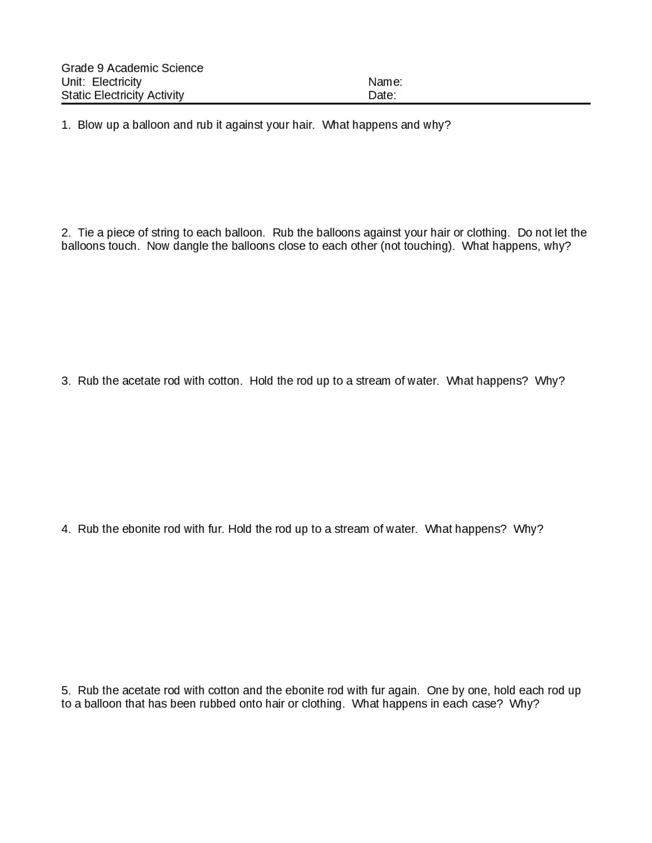 static electricity document | Study Guides, Projects, Research Earth ...