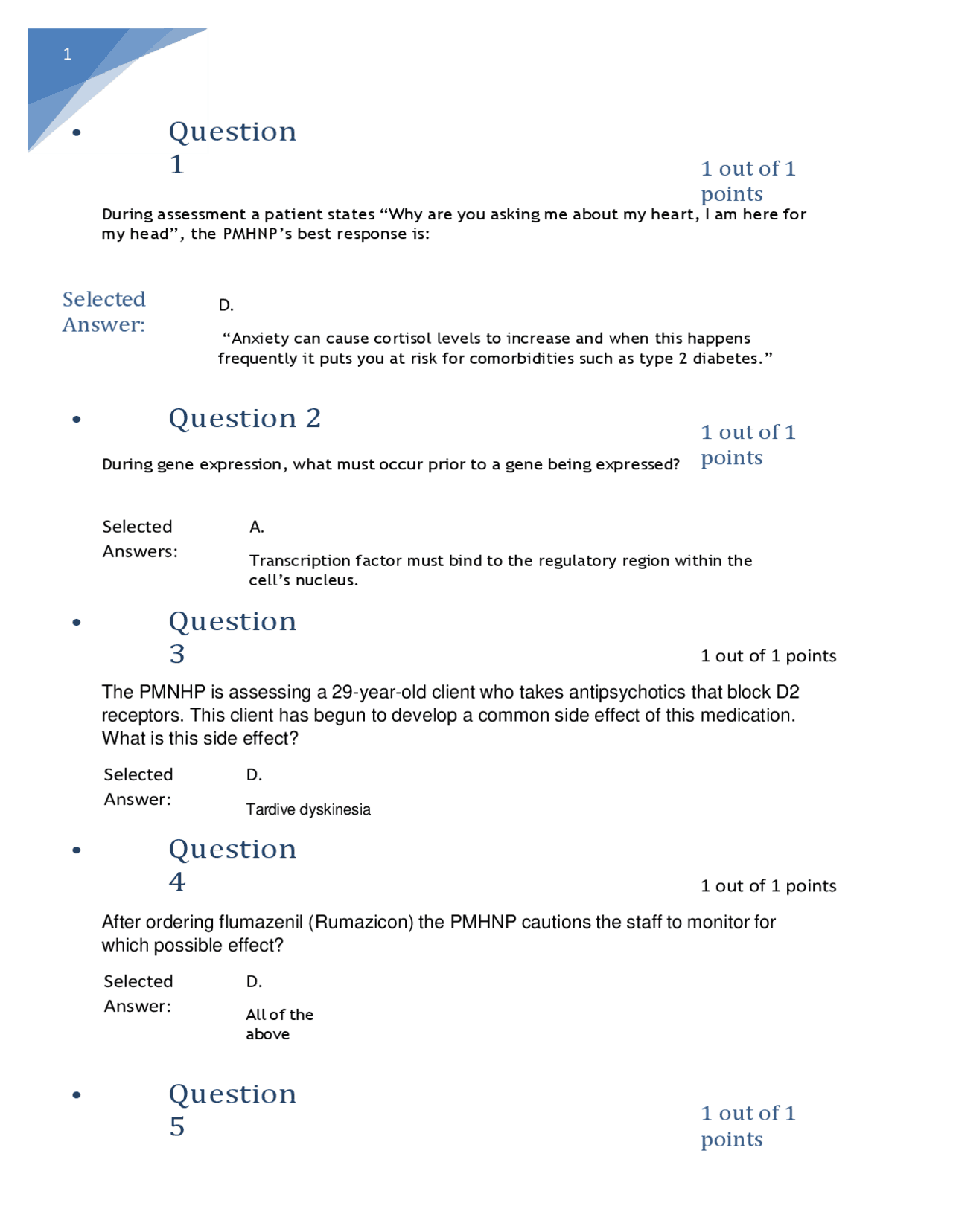 Exam Nurs6630 Midterm Exam | Exams Nursing | Docsity