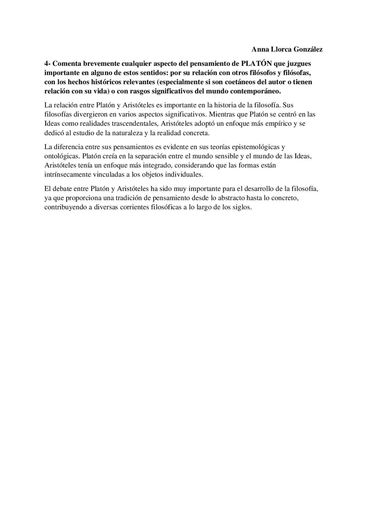 Redaccion Sobre Platon Apuntes De Historia De La Filosofía Docsity