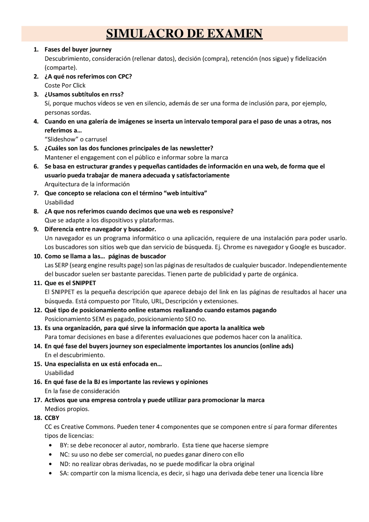 Simulacro examen comunicación multimedia | Exámenes de Comunicación Audiovisual | Docsity
