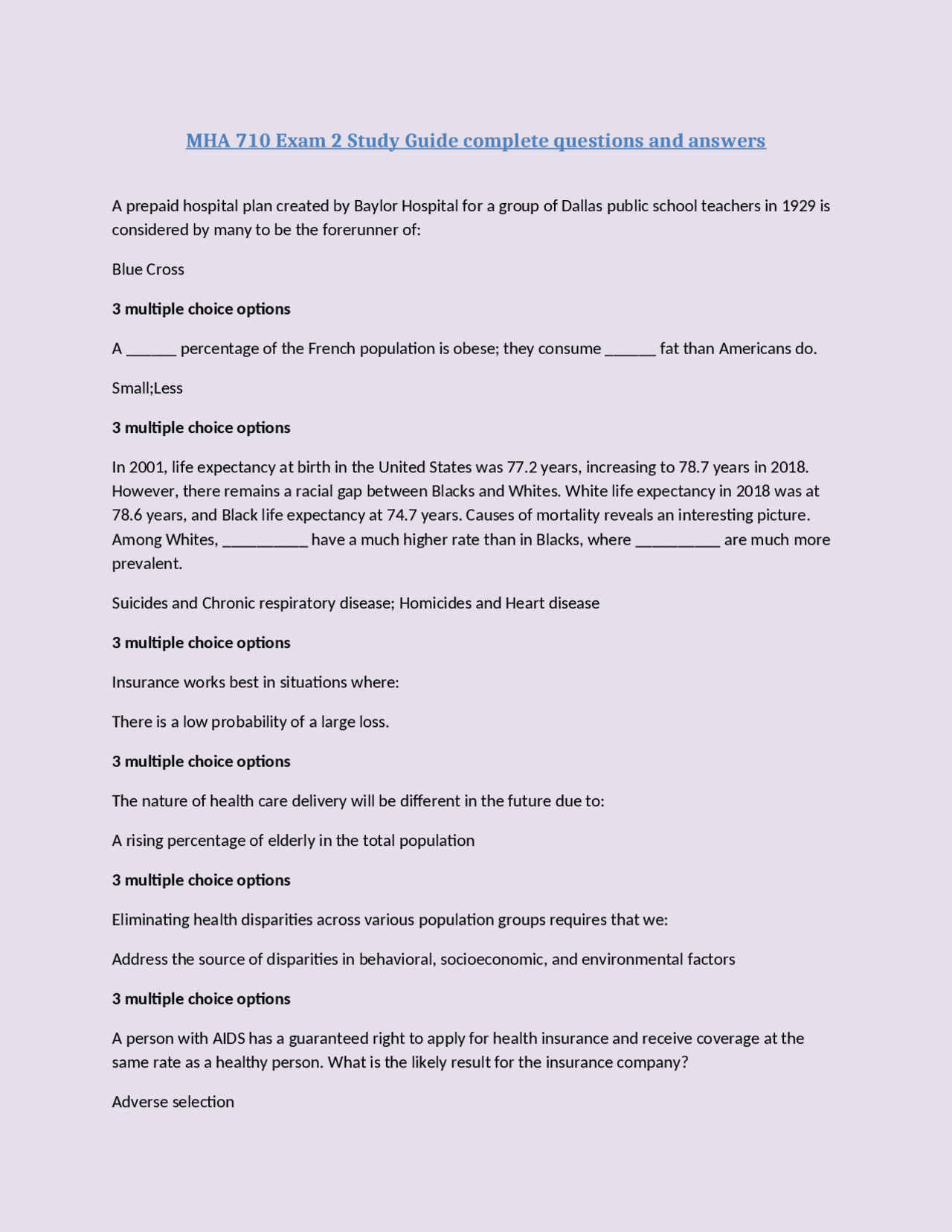 MHA 710 Exam 2 Study Guide complete questions and answers | Exams ...