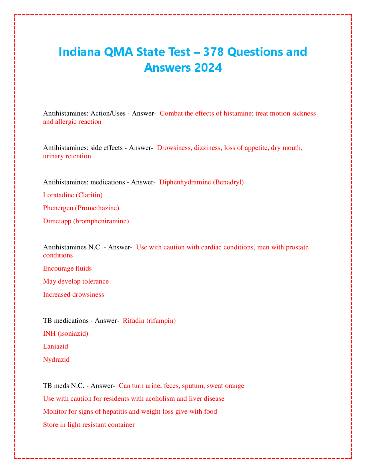 Indiana QMA State Test – 378 Questions and Answers 2024 | Exams Nursing ...