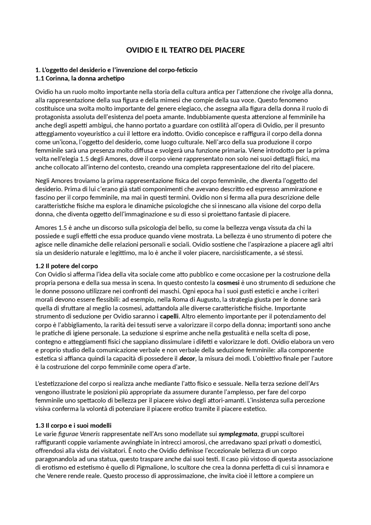 Ovidio e il teatro del piacere - riassunto | Sintesi del corso di ...