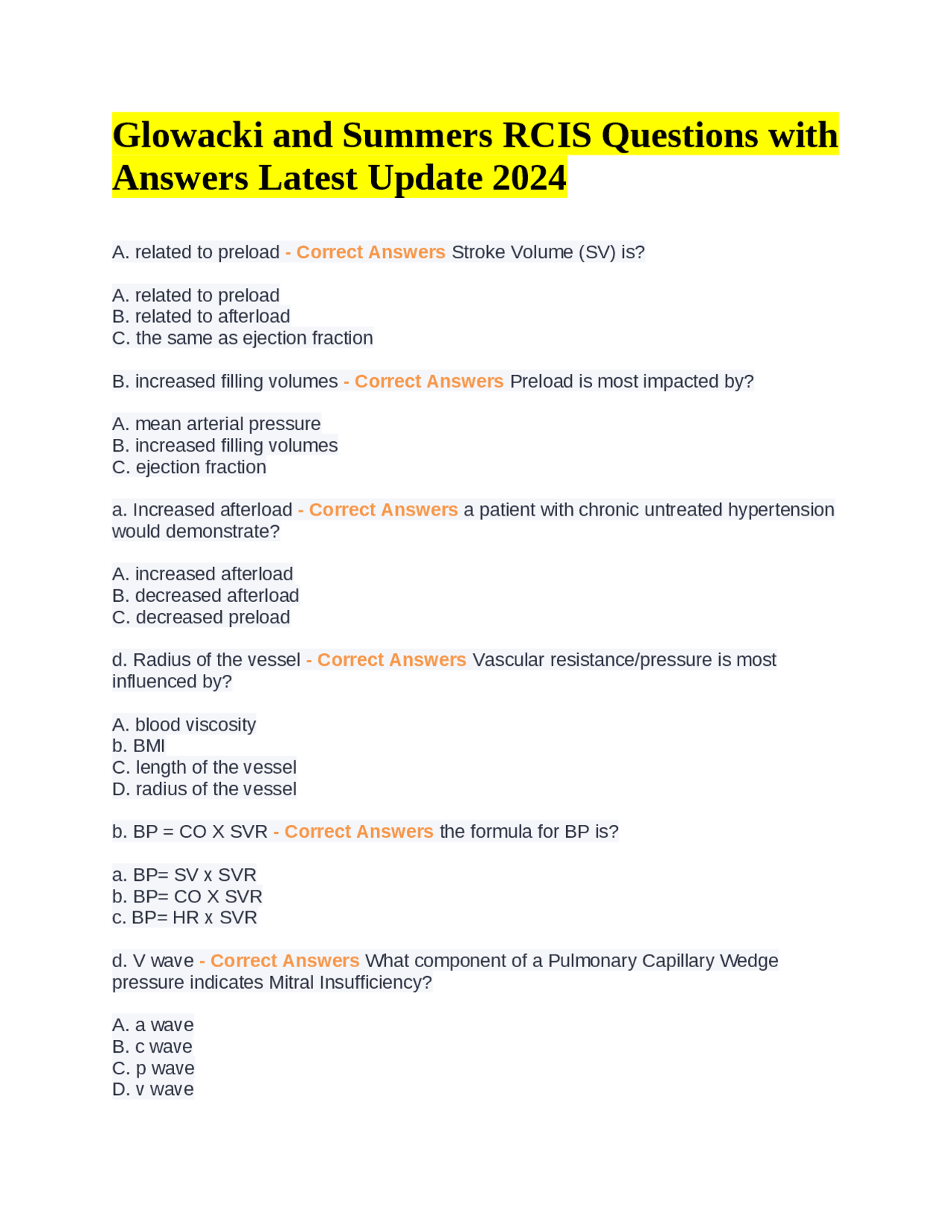 Glowacki and Summers RCIS Questions with Answers Latest Update 2024 ...