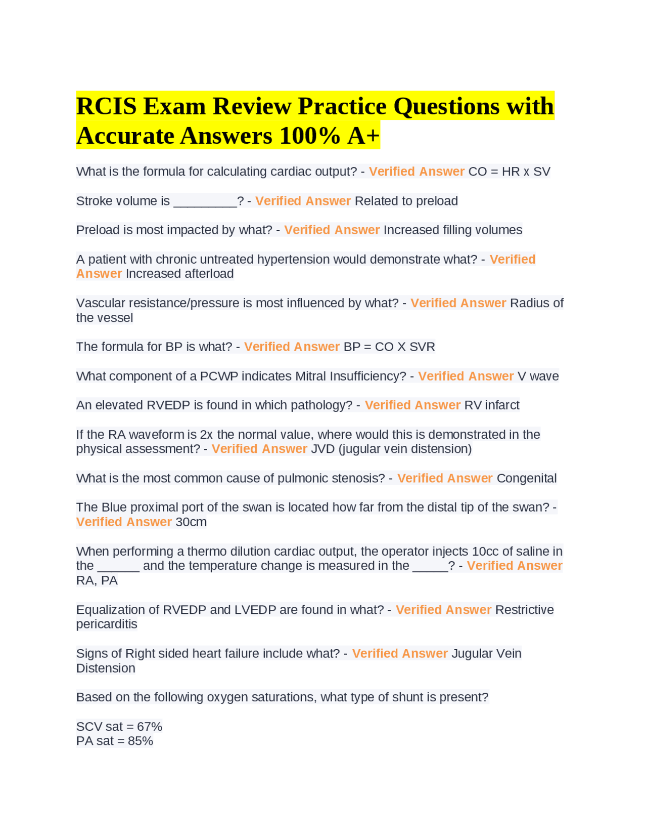 RCIS Exam Review Practice Questions with Accurate Answers 100% A+ ...
