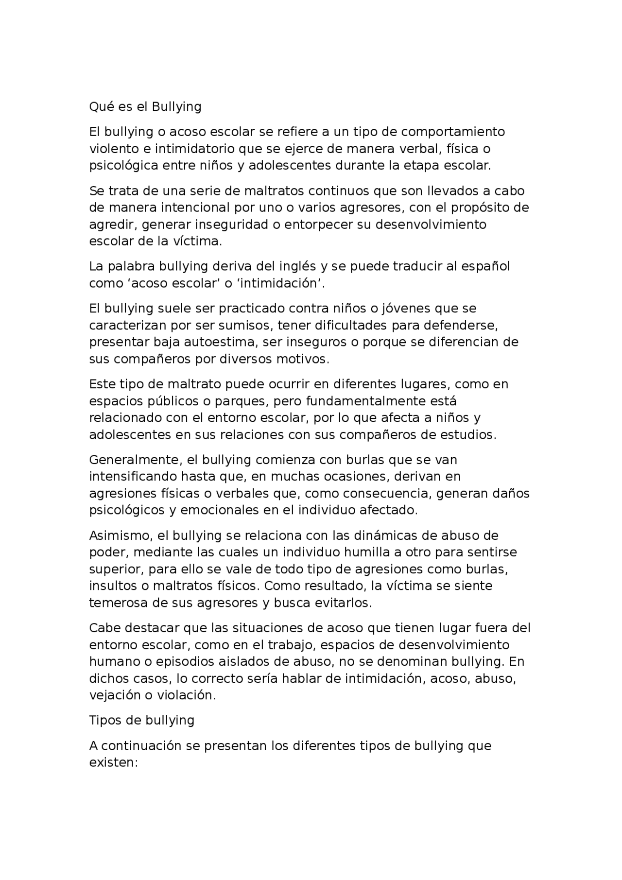 Bullying sobre los niños desde pequeños | Resúmenes de Contabilidad ...