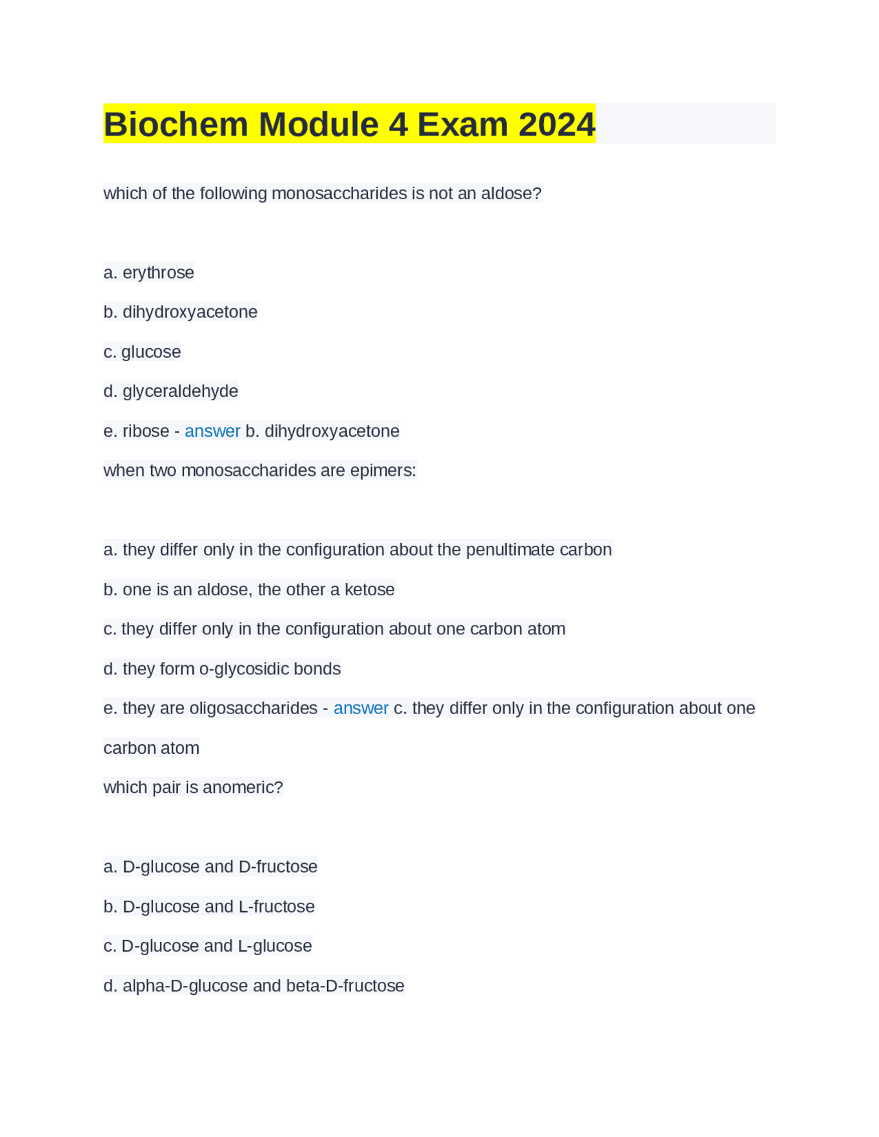 Biochem Module 4 Exam 2024 | Exams Nursing | Docsity