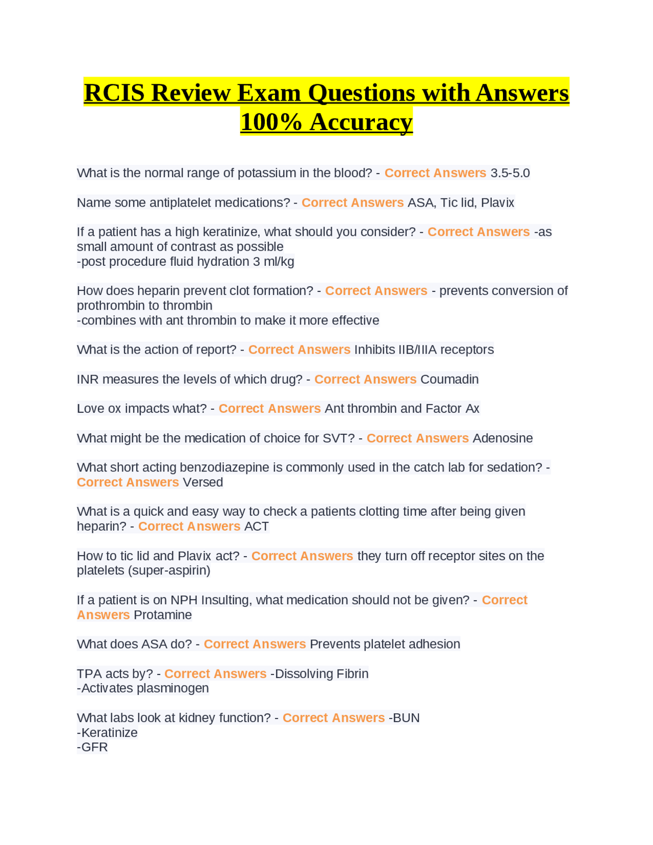 RCIS Review Exam Questions with Answers 100% Accuracy | Exams Nursing ...