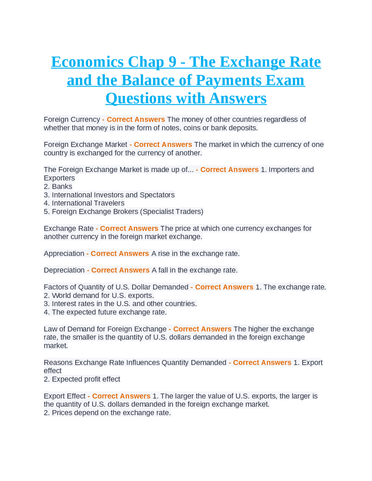 Economics: Understanding the Exchange Rate and Balance of Payments ...