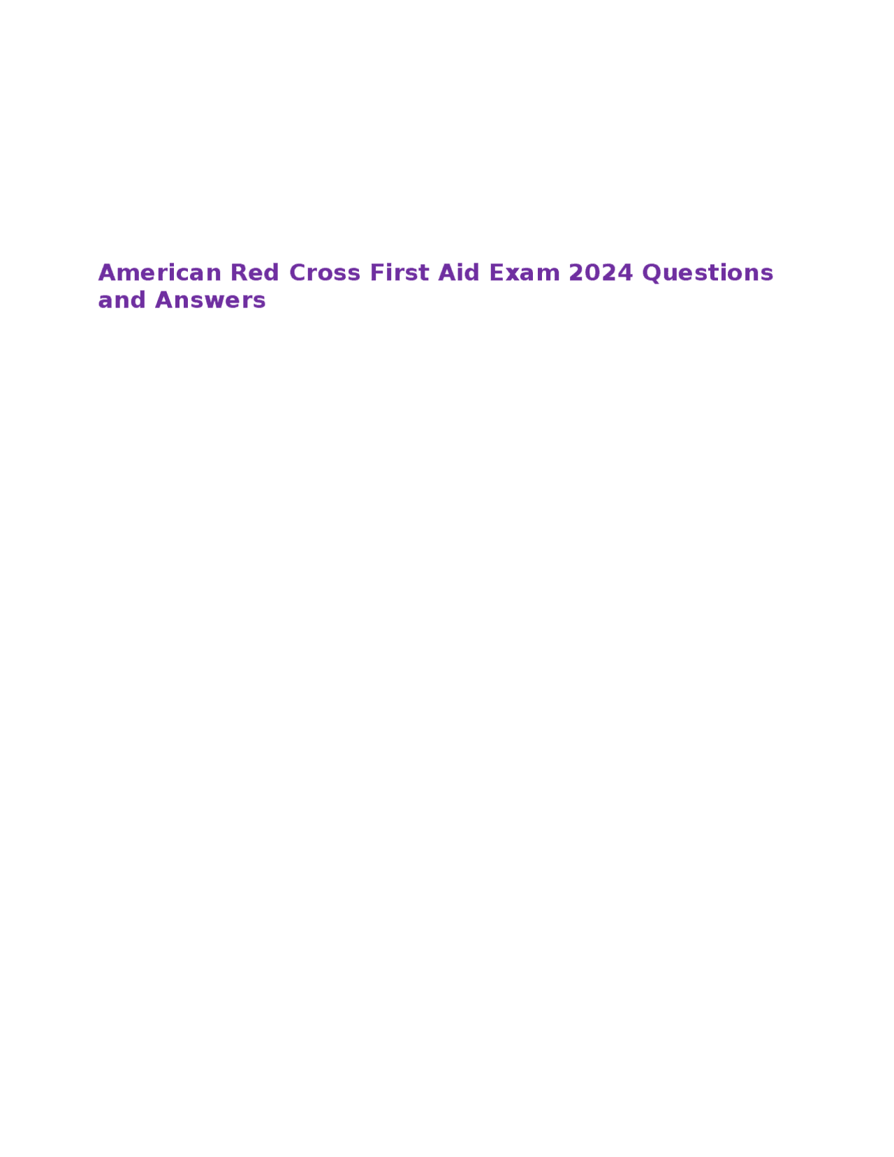 American Red Cross First Aid Exam 2024: Questions and Answers | Exams ...