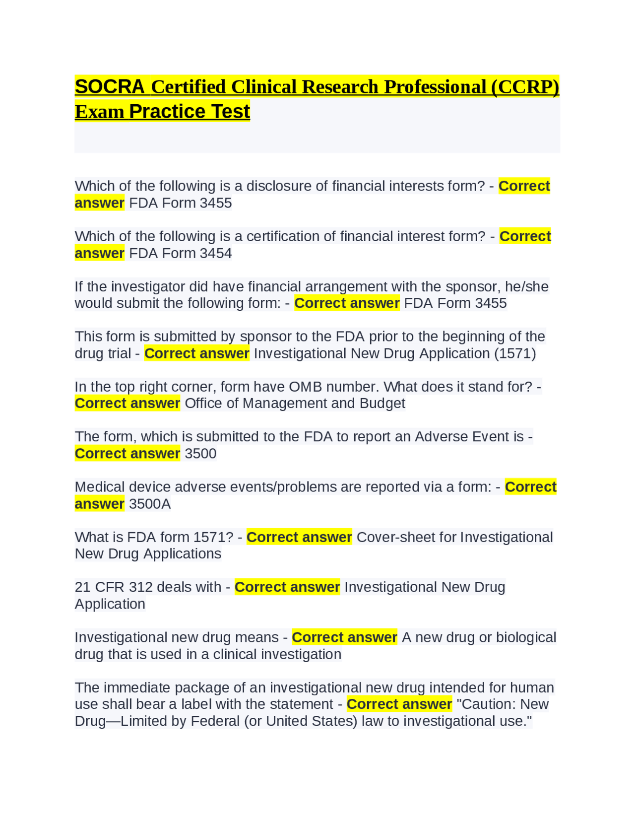 Certified Clinical Research Professional (CCRP) Exam Practice Test ...