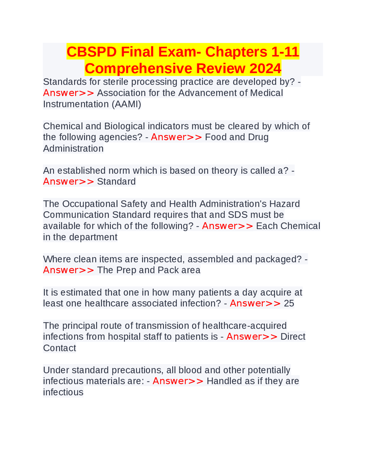 CBSPD Final Exam- Chapters 1-11 Comprehensive Review 2024 | Exams ...