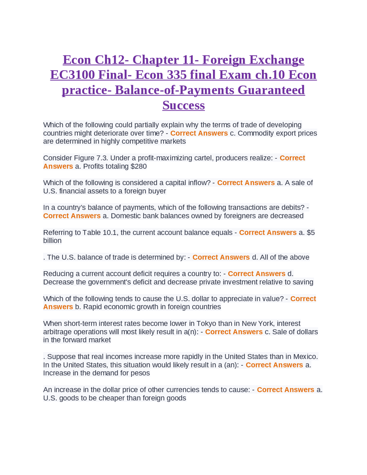 Understanding Current Account Deficits and Exchange Rates | Exams ...