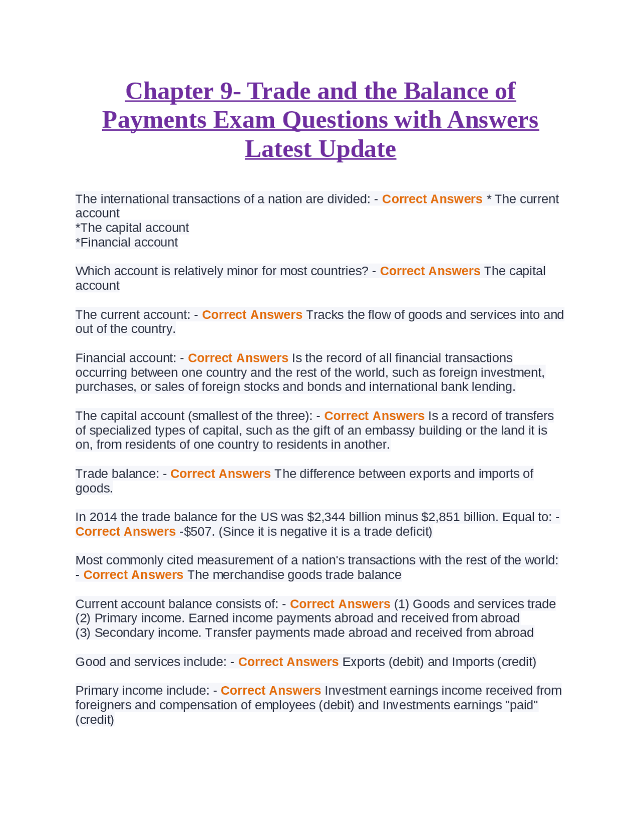 Trade and Balance of Payments: An Examination of International Transactions | Exams Nursing ...