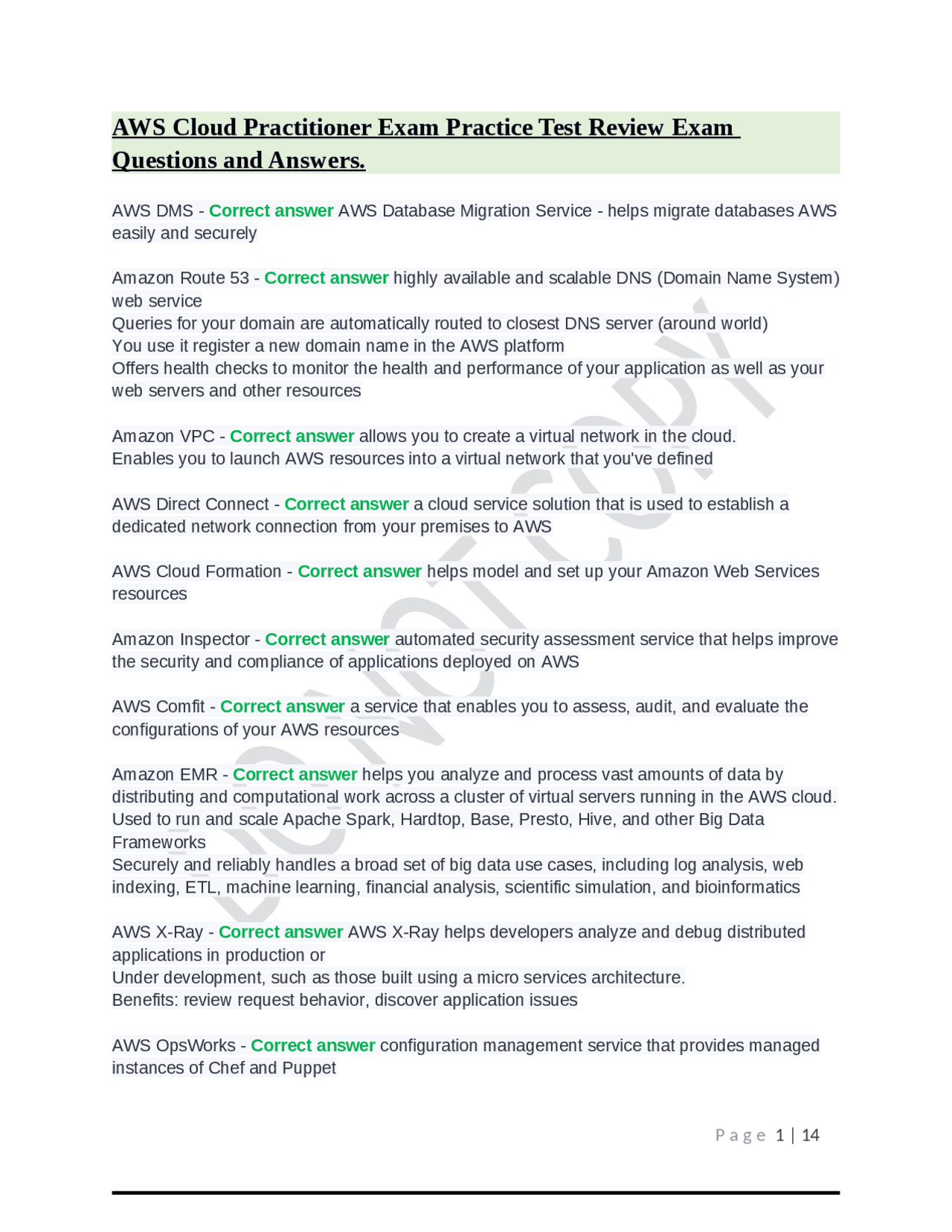 AWS Cloud Practitioner Exam Practice Test Review Exam Questions and ...