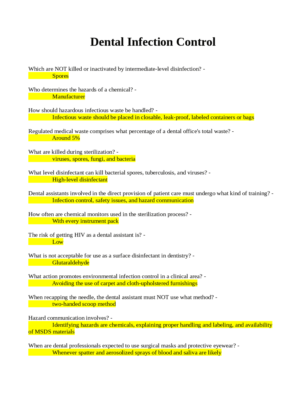 Dental Infection Control Dental Infection Control. | Exams Dentistry ...